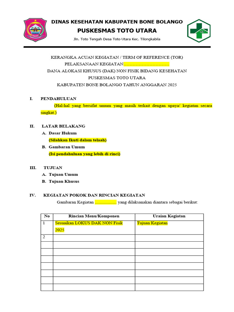 Format Tor | PDF | Bisnis | Sains & Matematika