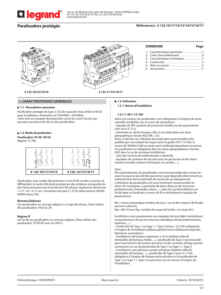 Parafoudres : Guide d'installation et normes | PDF | Électrotechnique ...
