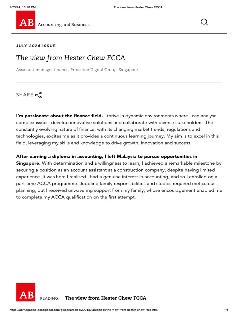 The View From Hester Chew FCCA | PDF | Economies | Business