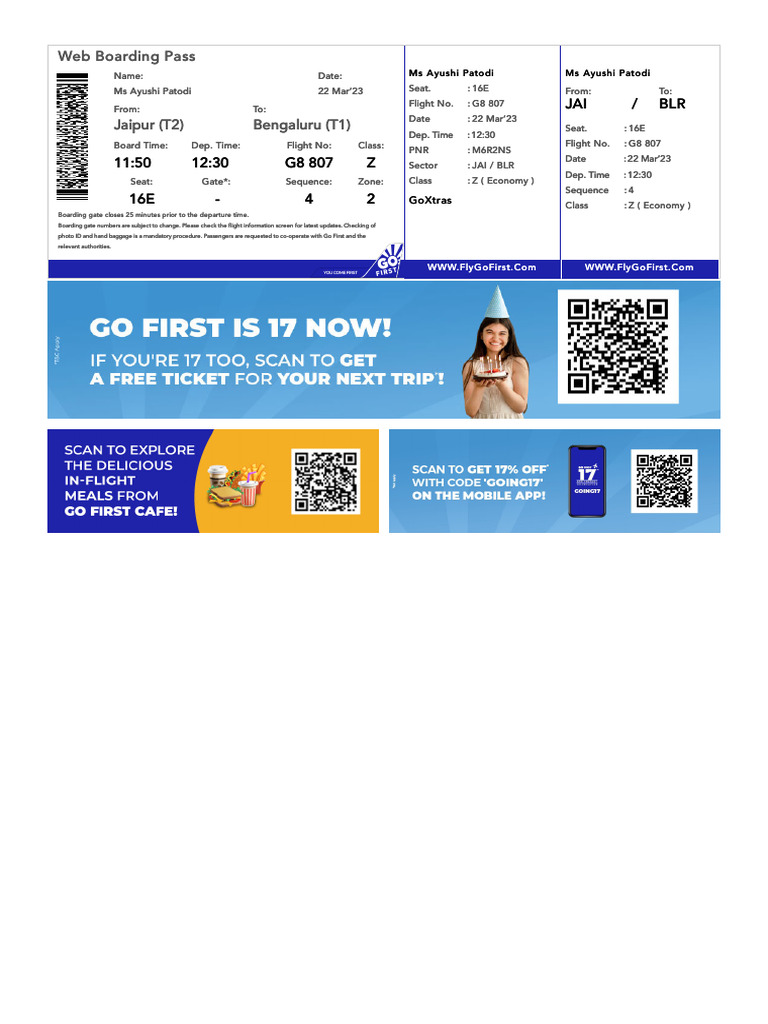 Flight Boarding Pass GOFLDSTU3WRX8A5F4663 PDF | PDF