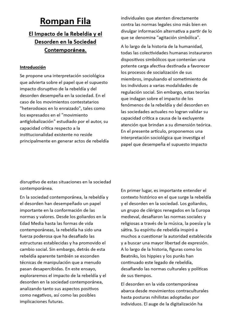 Rompan Fila | PDF | Sociedad | Sociología