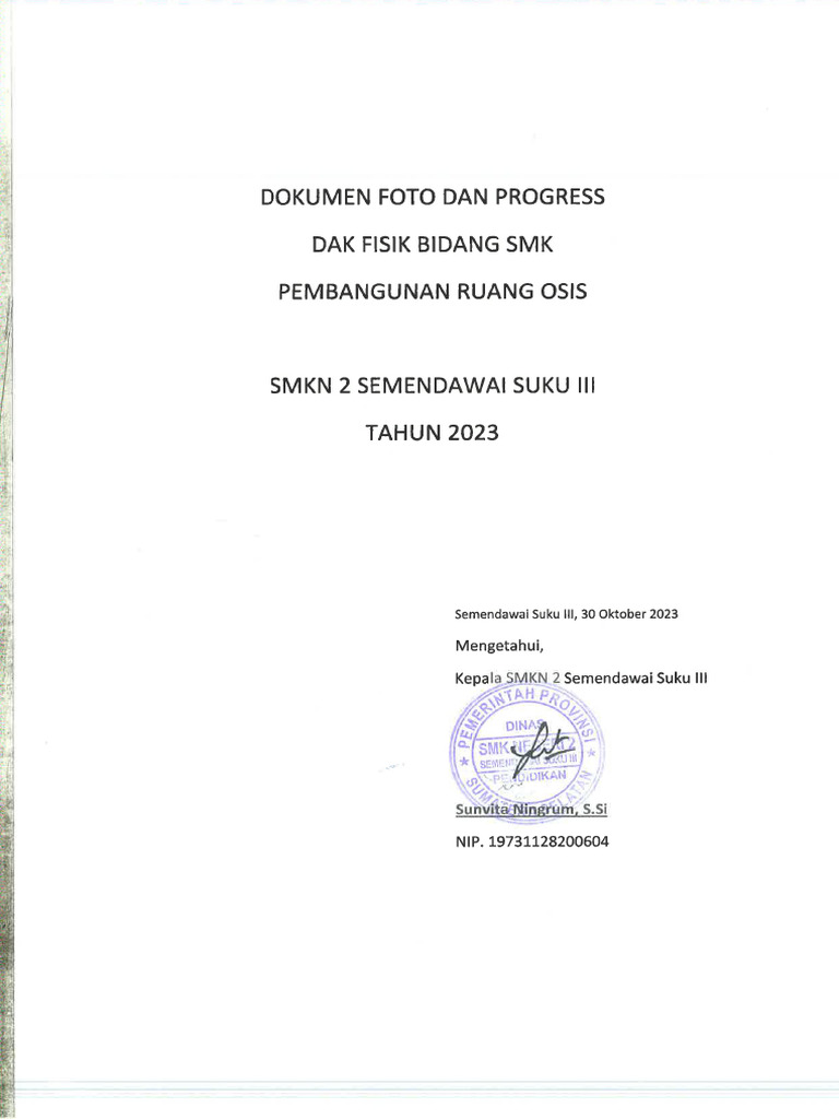 Dokumen Foto Dan Progres Dak Fisik Bidang SMK Pembangunan Ruang Osis | PDF