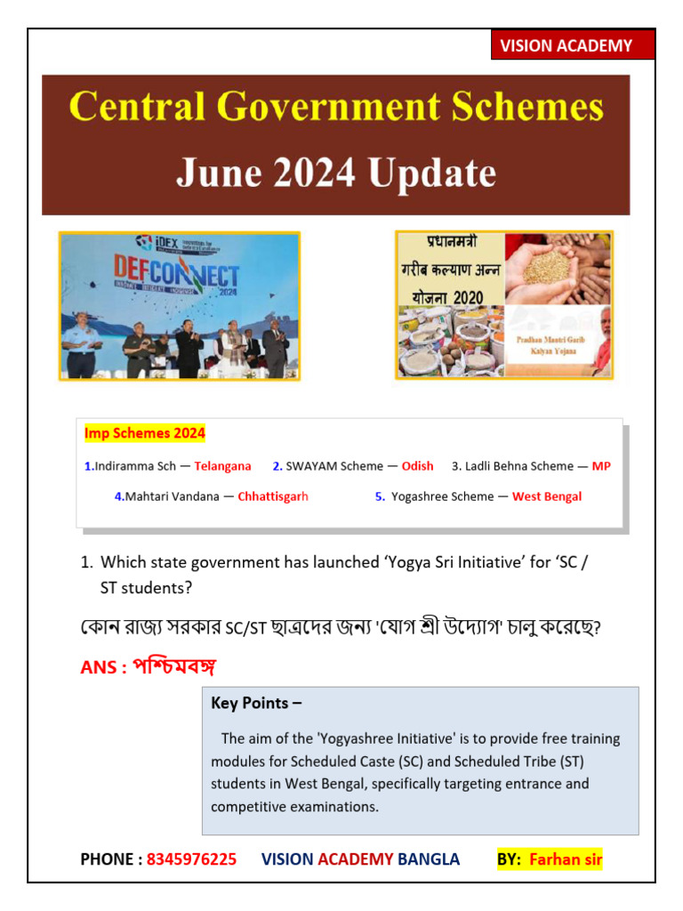 Overview of Recent Government Schemes | PDF | Government Of India ...