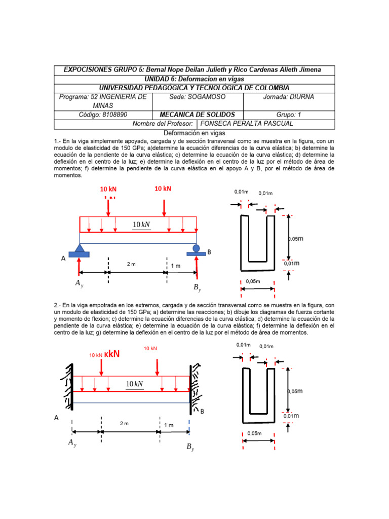 Unidad 6 - Exposiciones - Grupo - 5 | PDF | Viga (Estructura) | Elasticidad (Física)