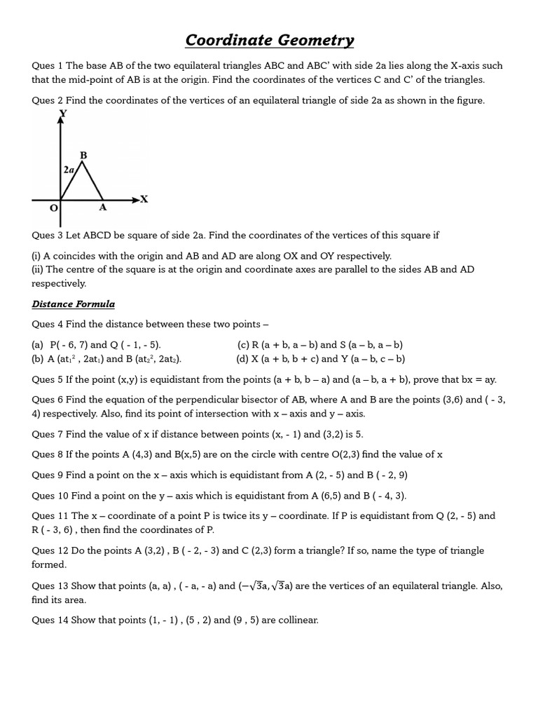 Coordinate Geometry, Assignment | PDF | Triangle | Area