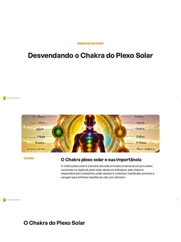 Equilibrando o Chakra Plexo Solar | PDF | Chacra | Autoestima