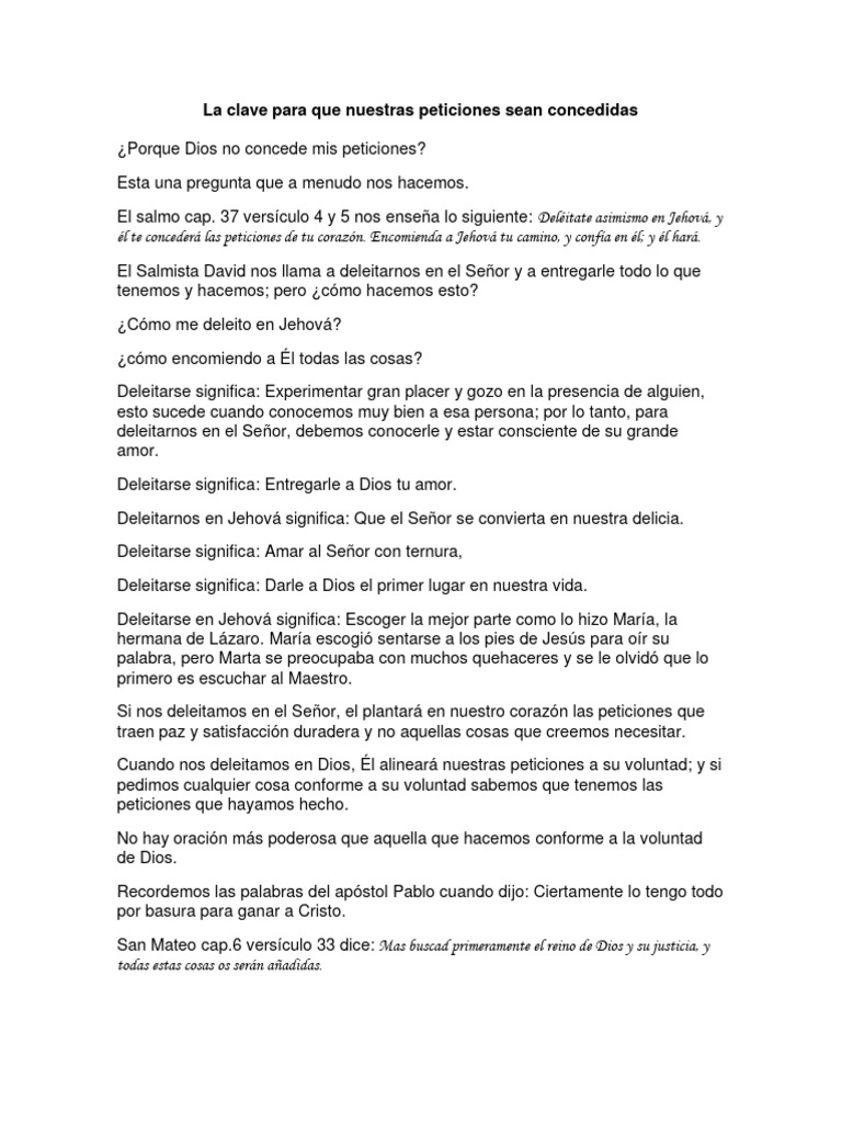 -LA CLAVE PARA QUE NUESTRA PETICIONES SEAN CONCEDIDAS | PDF