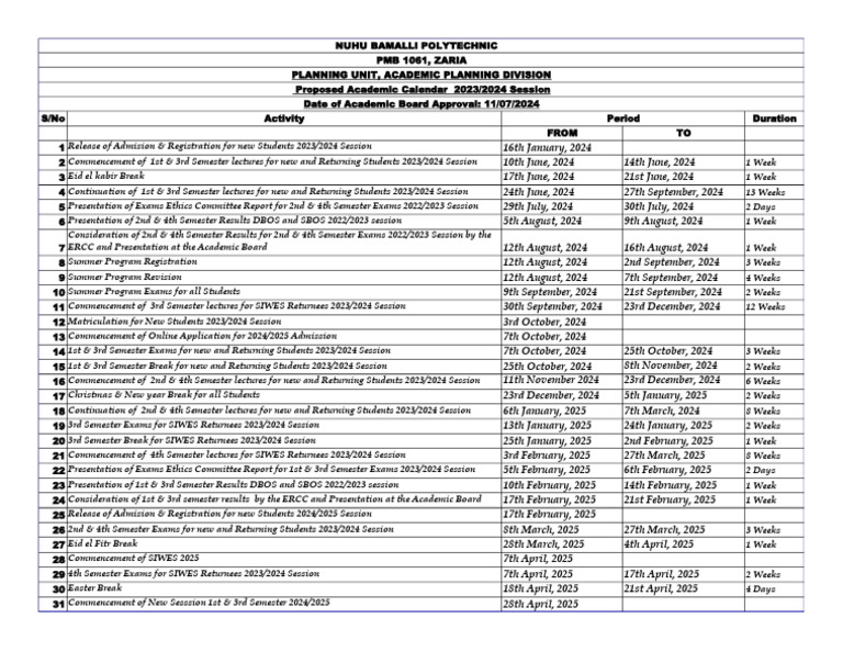 2024 CALENDAR | Download Free PDF | Academic Term
