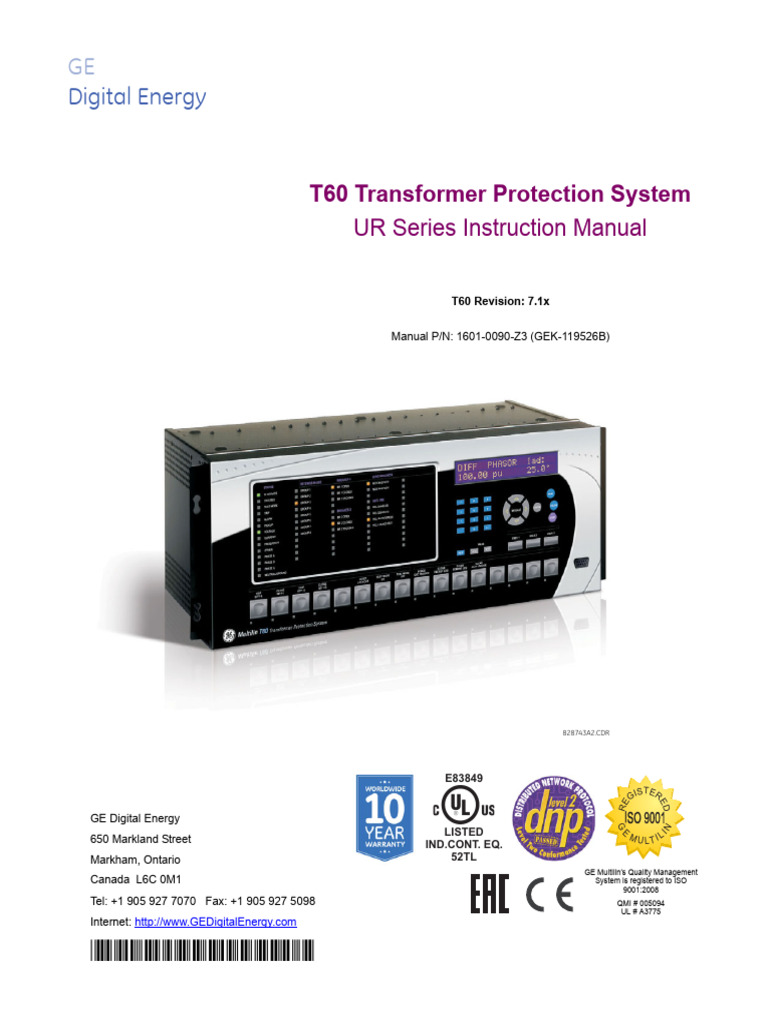 Digital Energy: T60 Transformer Protection System | PDF | Computer Engineering | Electrical ...
