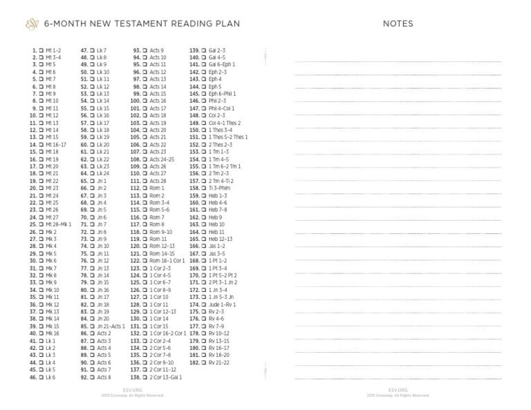4 Esv 6 Month NT Reading Plan.3 | PDF