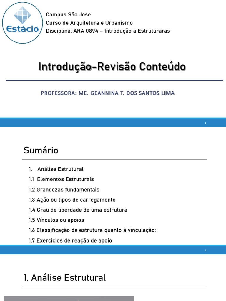 Aula 01 - Elementos Estruturais Rea Oapoio | PDF | Viga | Análise estrutural