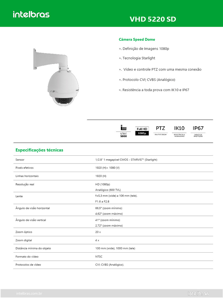VHD 5220 SD - Datasheet ITB - 0 | PDF | Câmera | Vídeo
