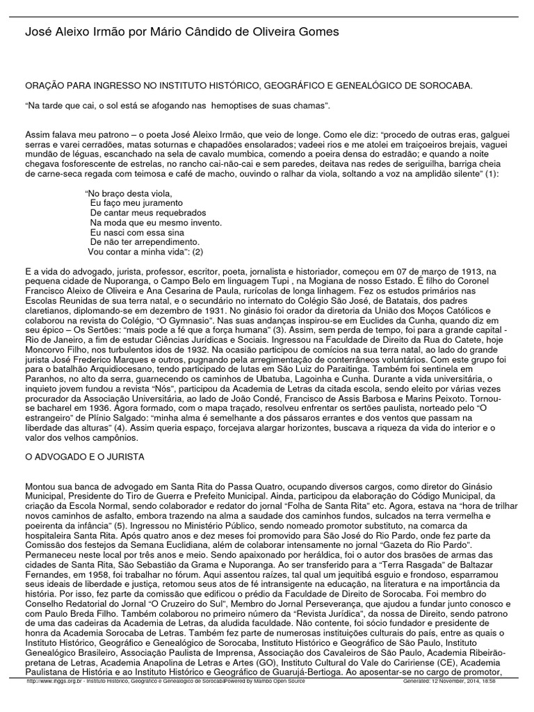 José Aleixo: Vida e Legado Cultural | PDF | Amor
