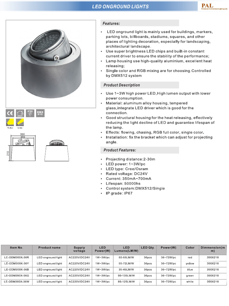 11 - Pal 72w Led Onground Fixture | PDF