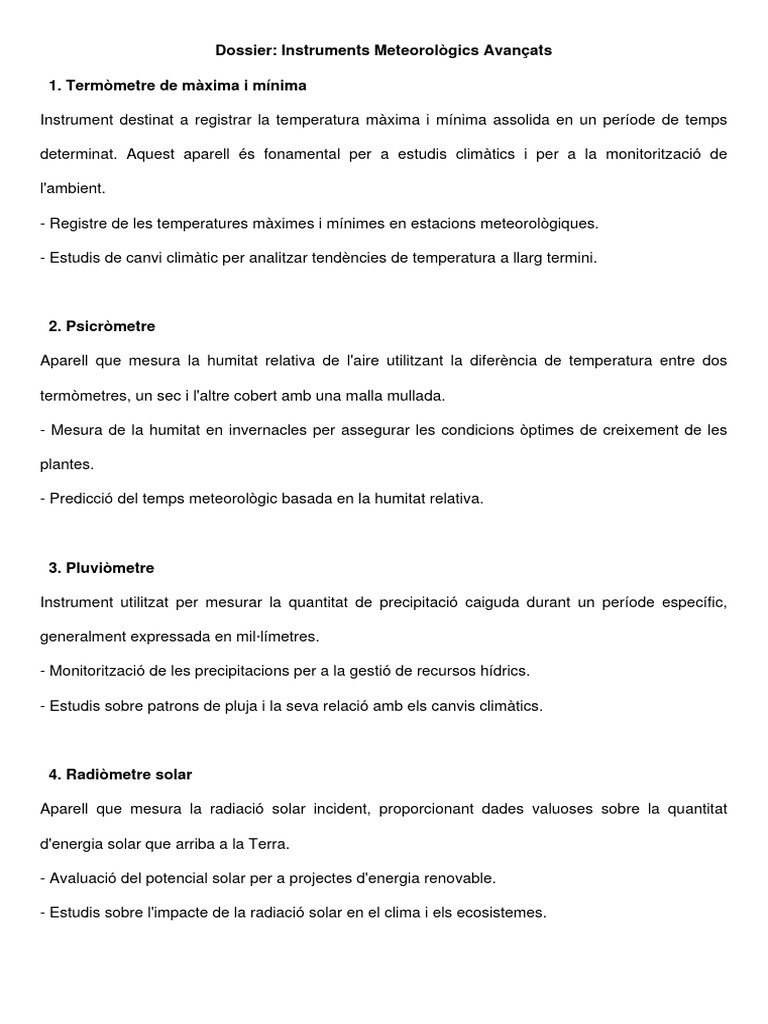 Dossier Instruments Meteorològics | PDF