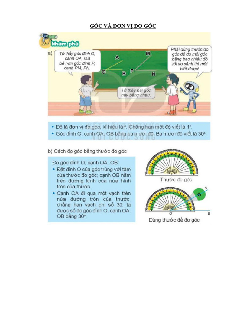 4.GÓC VÀ ĐƠN VỊ ĐO GÓC | PDF