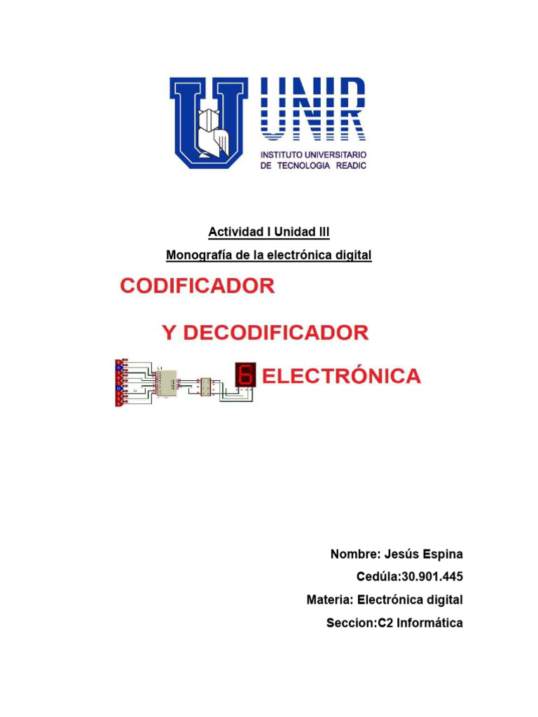 Monografia Actividad L Decodificadores y Codificadores Unidad LLL | PDF