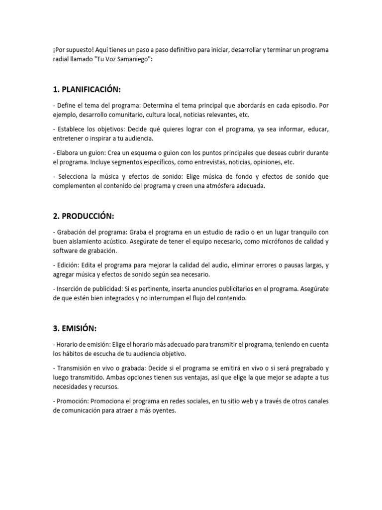 Paso A Paso Programa Radial 1 | PDF | Radiodifusión | Publicidad