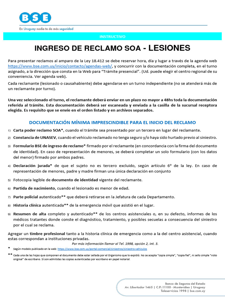 Instructivo Reclamo SOA Por LESIONES 2021 | PDF | Historial médico