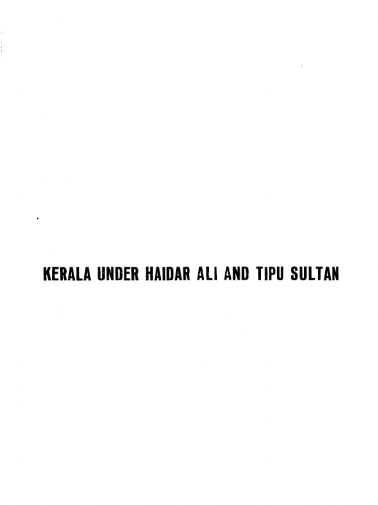 Kerala Under Haidar Ali Tipu Sultan | PDF
