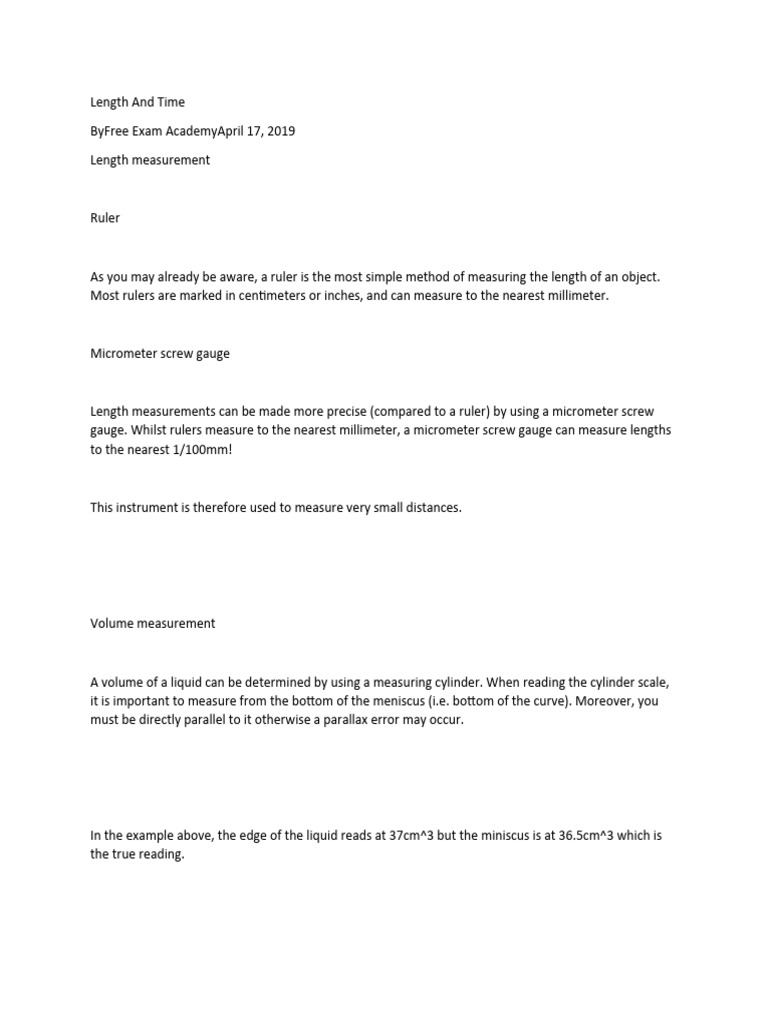 Length and Time | PDF