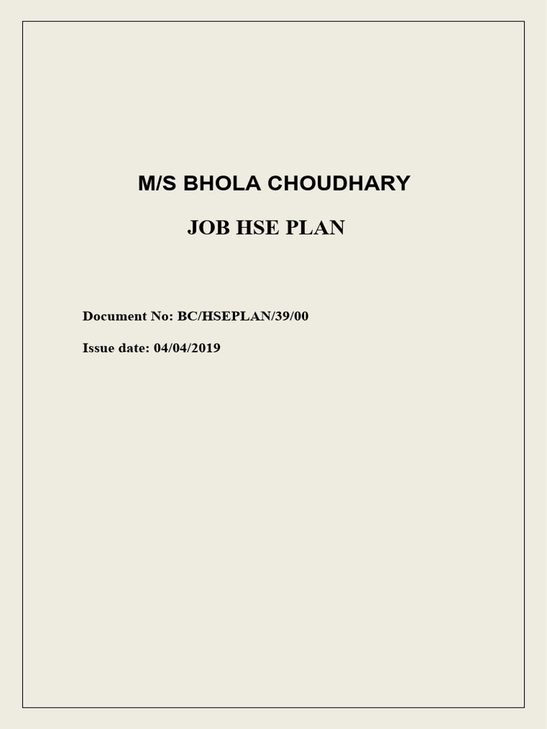 HSE PLAN_ | Download Free PDF | Personal Protective Equipment | Working ...