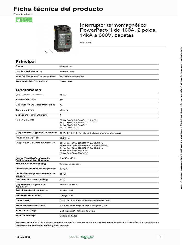 Schneider Electric - Interruptores-en-caja-moldeada-Powerpact-Marco-H ...