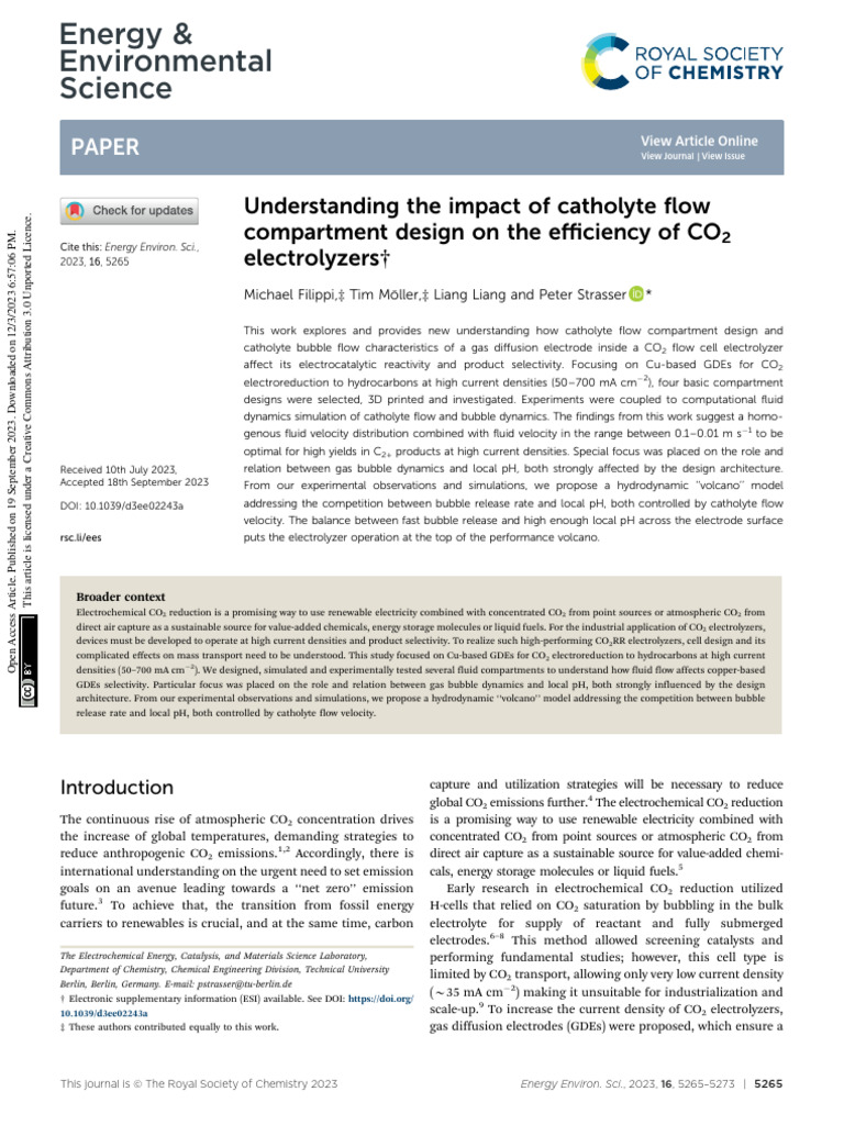 Understanding The Impact of Catholyte Flow Compartment Design On The ...