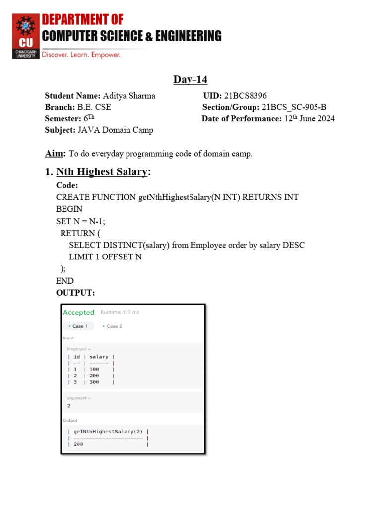 21bcs8396 Aditya Sharma Java Day14 | PDF