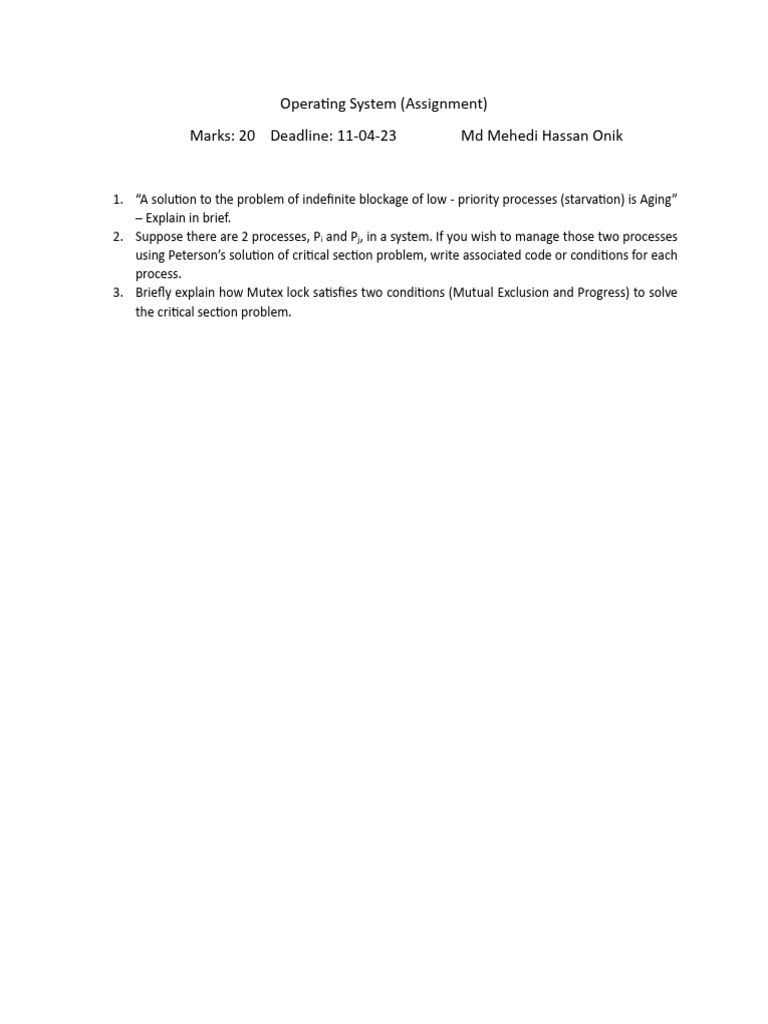 OS Assignment | PDF