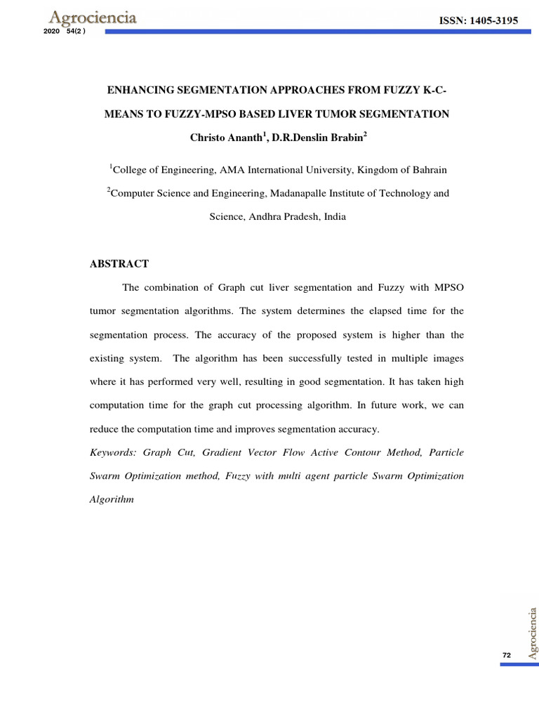 Enhancing Segmentation Approaches From Fuzzy K-C-Means To Fuzzy-Mpso Based Liver Tumor ...