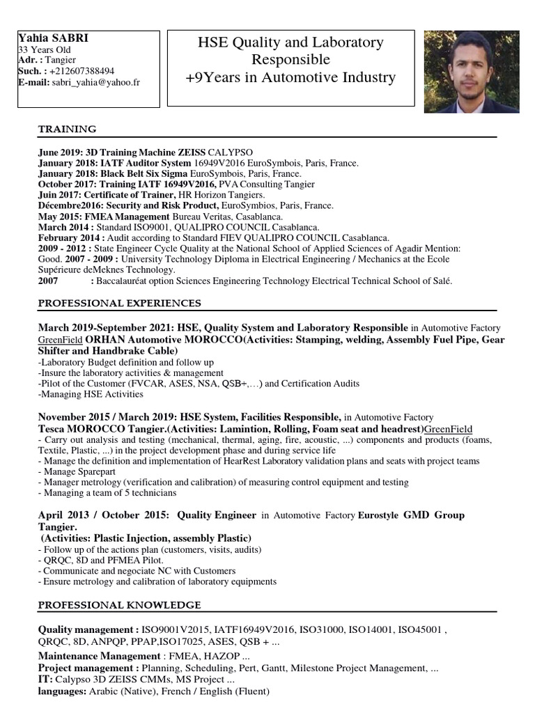 CV SABRI YAHIA ORAU | PDF | Engineering