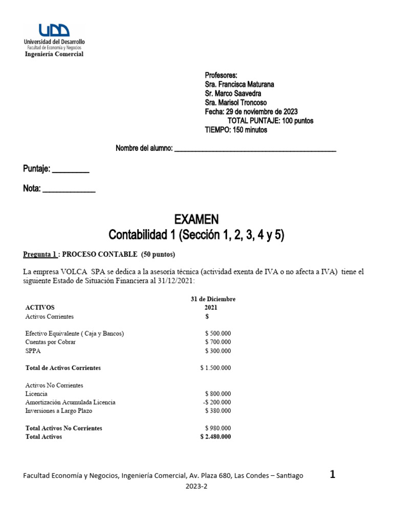 Examen Contabilidad 1 - 022023 (Enunciado) | PDF | Contabilidad ...