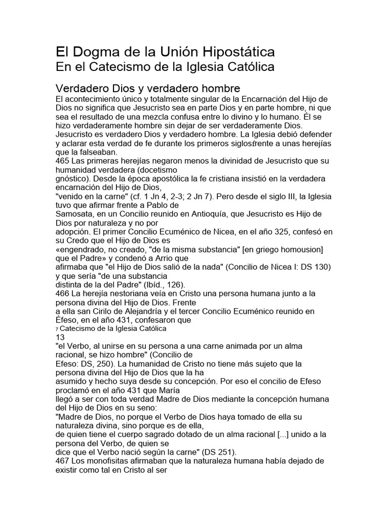 El Dogma de La Unión Hipostática | PDF | Cristo (título) | María, madre ...