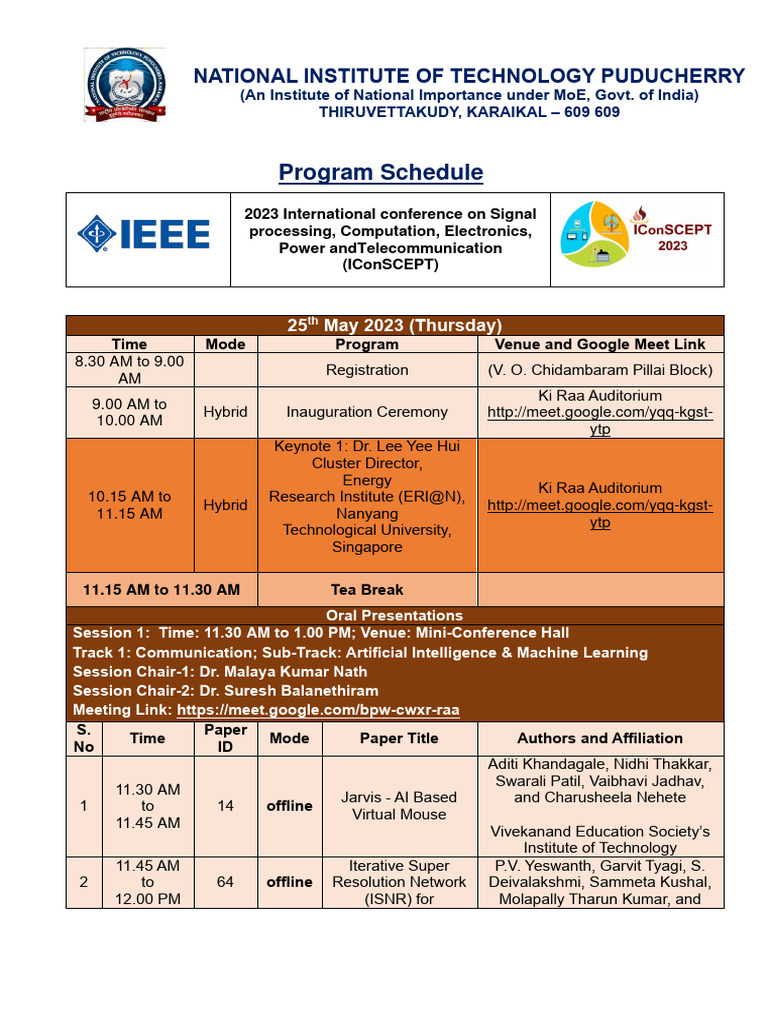 Detailed Program Schedule With Session Chairs | PDF | Internet Of Things