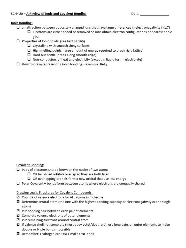Ionic vs. Covalent Bonding Explained | PDF | Chemical Bond | Covalent Bond