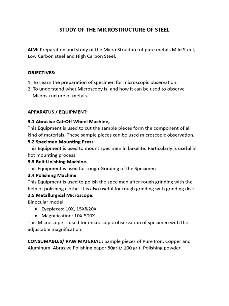 Study of The Microstructure of Steel | PDF | Steel | Iron