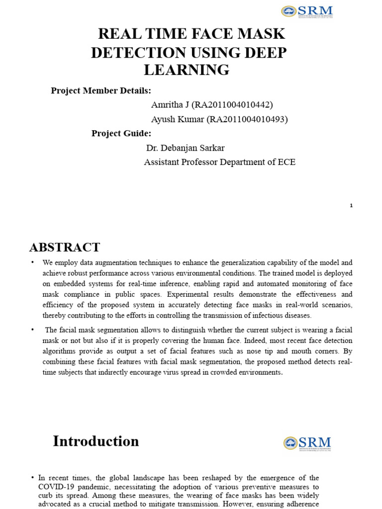 Real Time Face Mask Detection Using Deep Learning | PDF | Deep Learning | Computer Vision