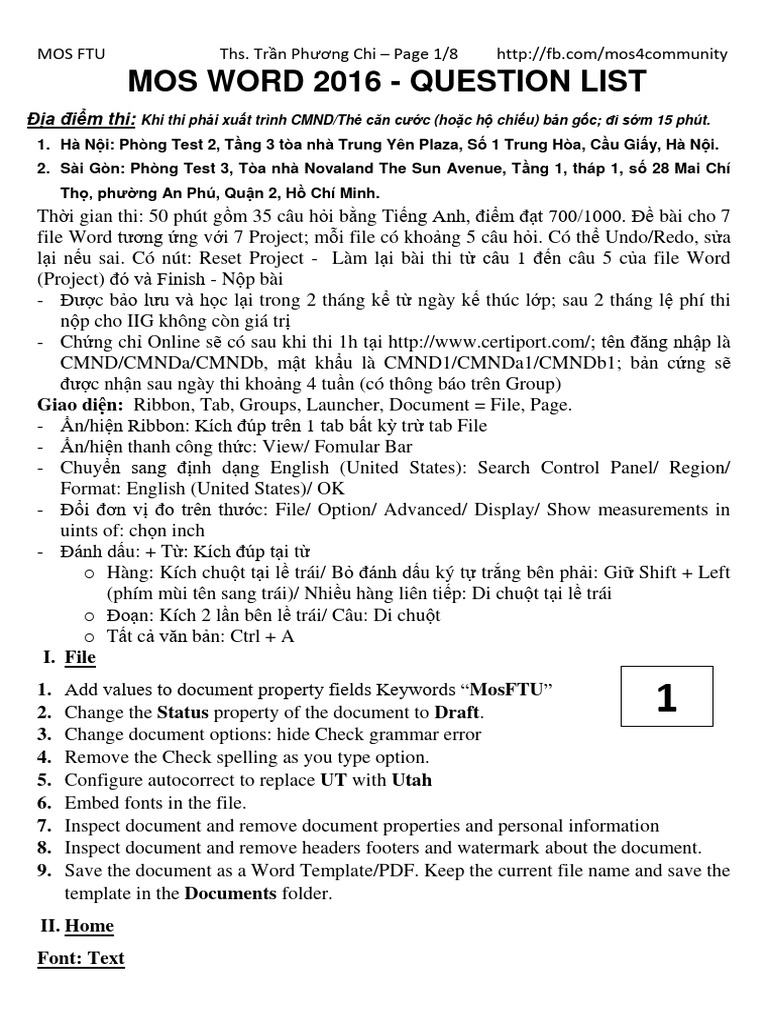 MOS Word 2016 Exam Guidelines | PDF | Paragraph | Greenhouse Effect