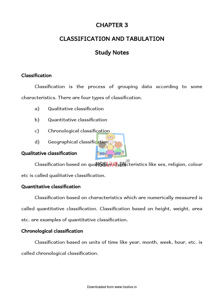 Hsslive Xi 3 Classification And Tabulation Pdf Quantitative Research Data 