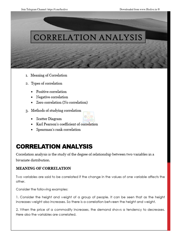 Hsslive-Xii-Statistics-1. Correlation Analysis-English | PDF | Spearman ...