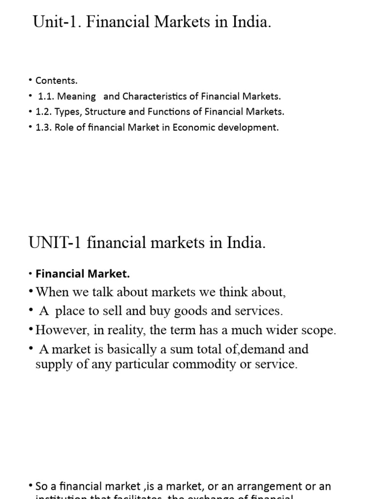 Unit-1 Financial Markets. | PDF | Financial Markets | Bonds (Finance)