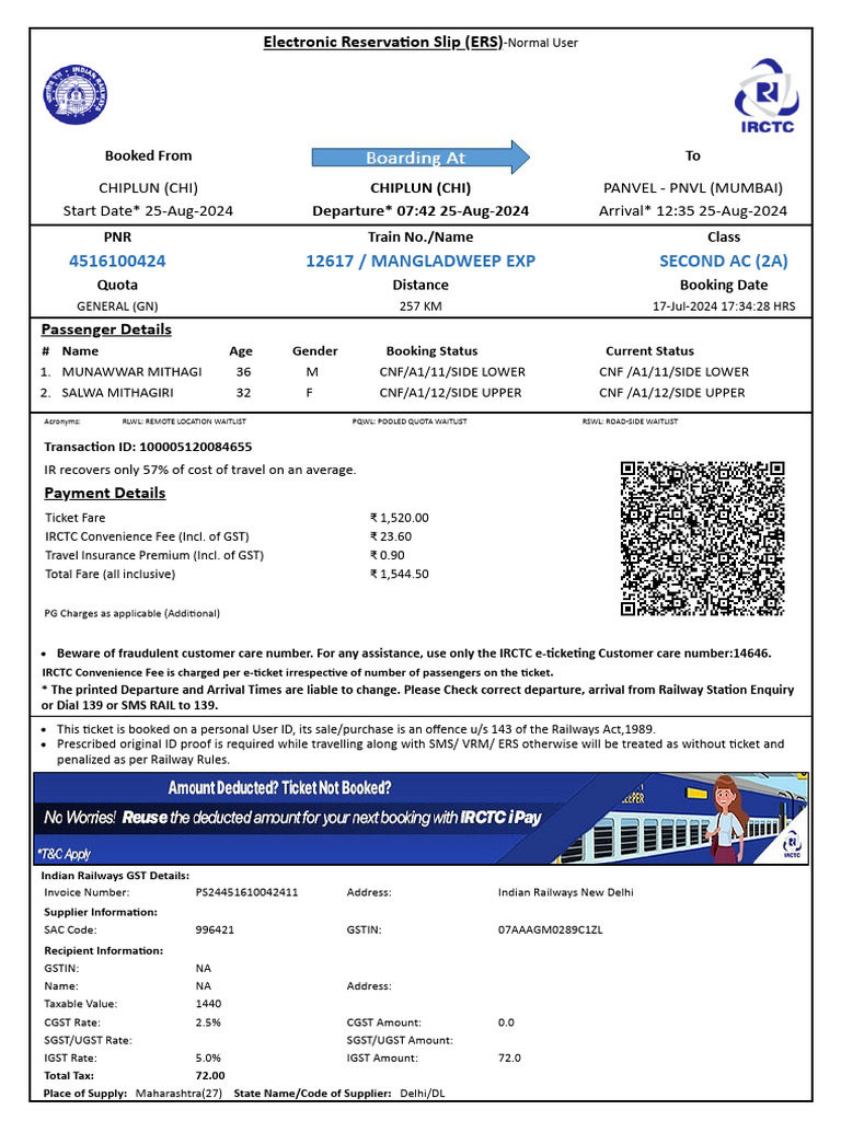 Chiplun To Panvel 4516100424 | PDF | Government Finances | Taxes