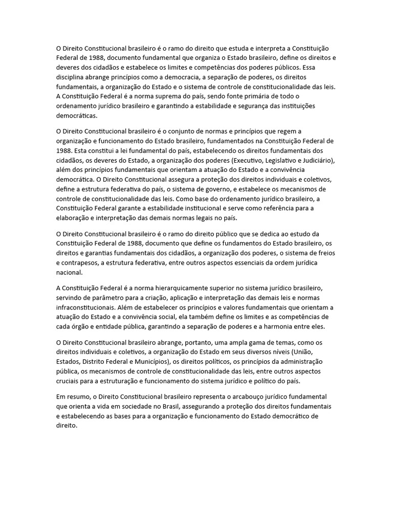 Direito Constitucional Brasileiro: Fundamentos e Princípios | PDF ...