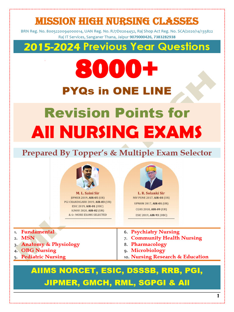 Revision Points For: All Nursing Exams | PDF | Uterus | Medical Specialties