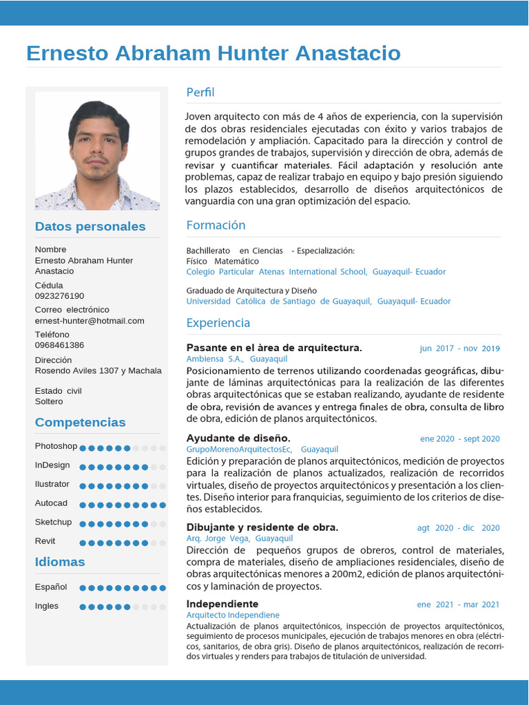 CV Ernesto Abraham Hunter Anastacio | PDF | Ingeniería | Diseño