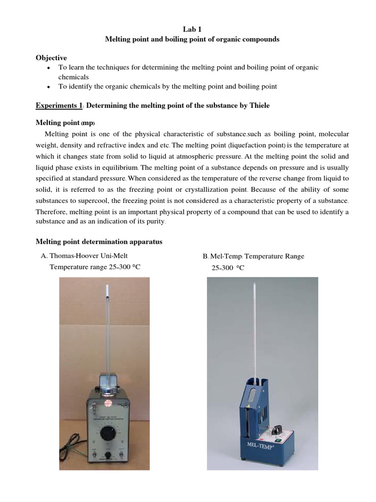 Melting and Boiling Point Determination Lab | PDF | Melting Point | Liquids