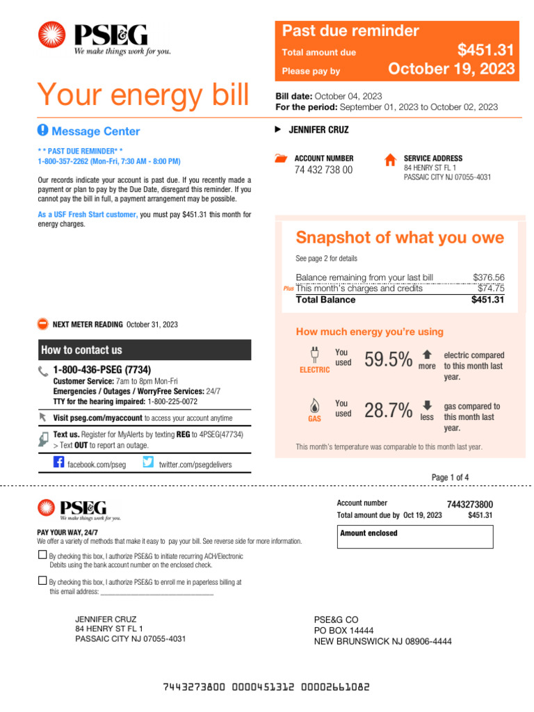 PSEG Bill 09012023 - 10022023 | PDF | Cheque | Taxes