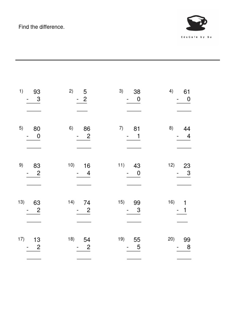 P 1 Subtraction Within 100 PDF