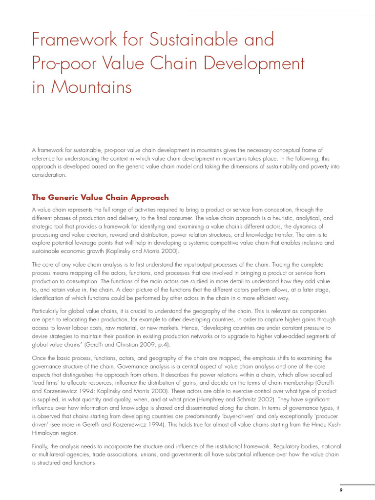 Framework For Sustainable and Pro-Poor Value Chain Development in ...